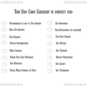 Dog Daily Care Printable Checklist, Dog Care Tracker, Dog Feeding ...