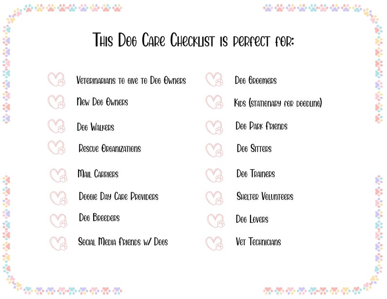 Dog Daily Care Printable Checklist, Dog Care Tracker, Dog Feeding ...