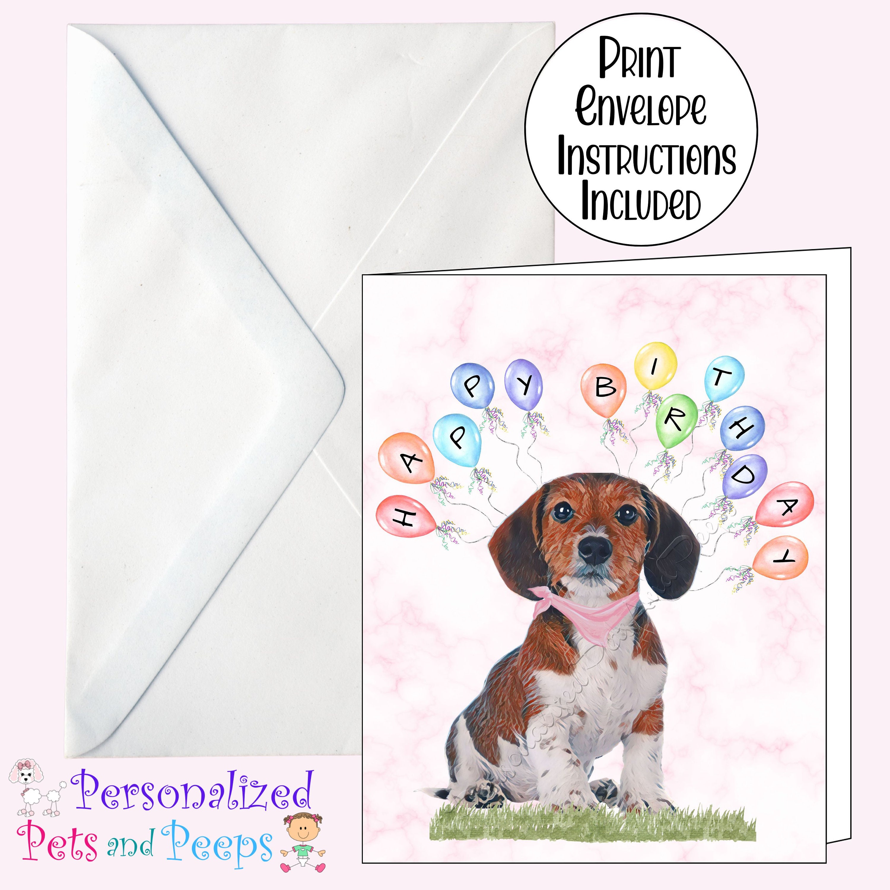Cute Dog Printable Happy Birthday Greeting Card, Instant Digital ...