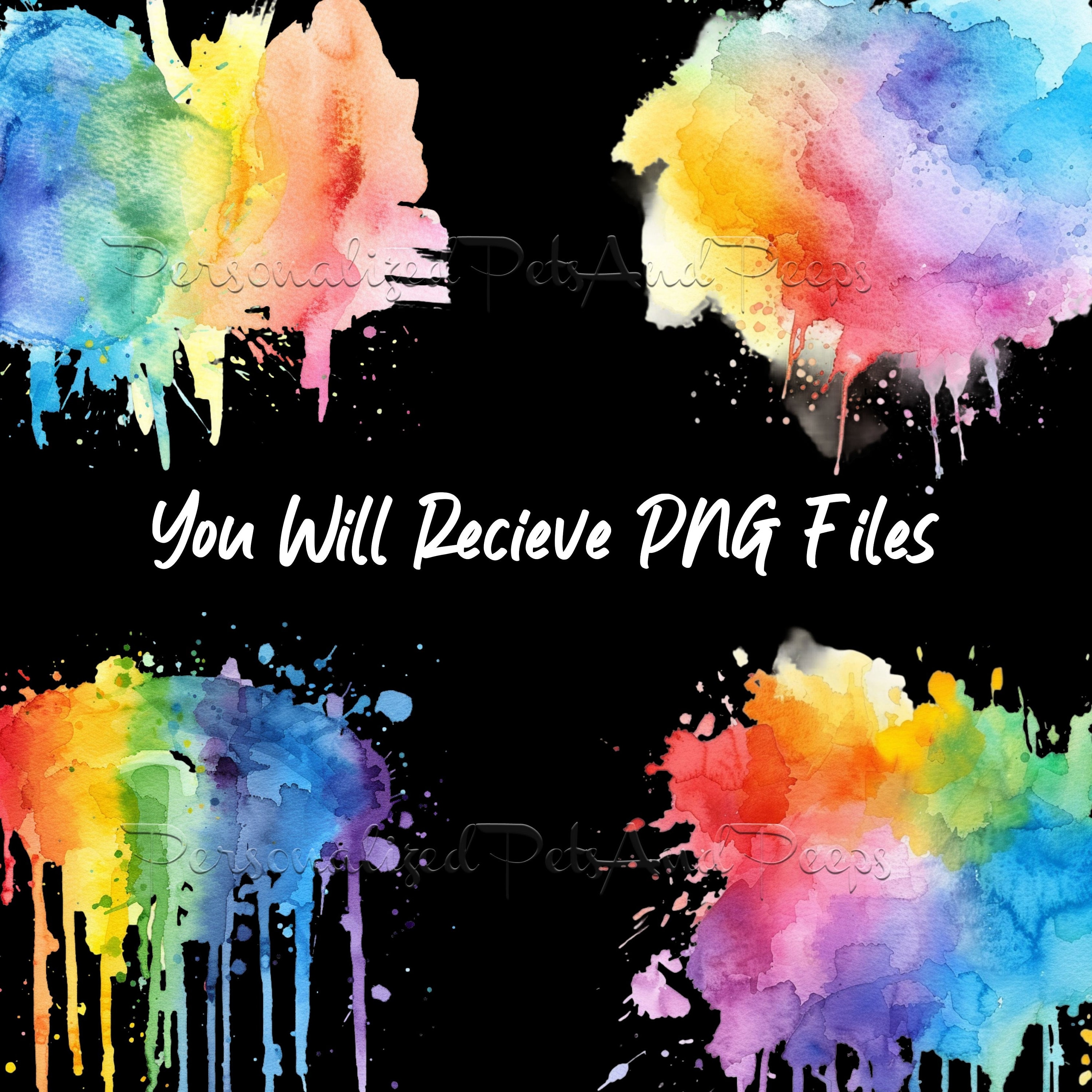 44 Rainbow Watercolor Splashes, Splatter Clipart Bundle, Transparent ...