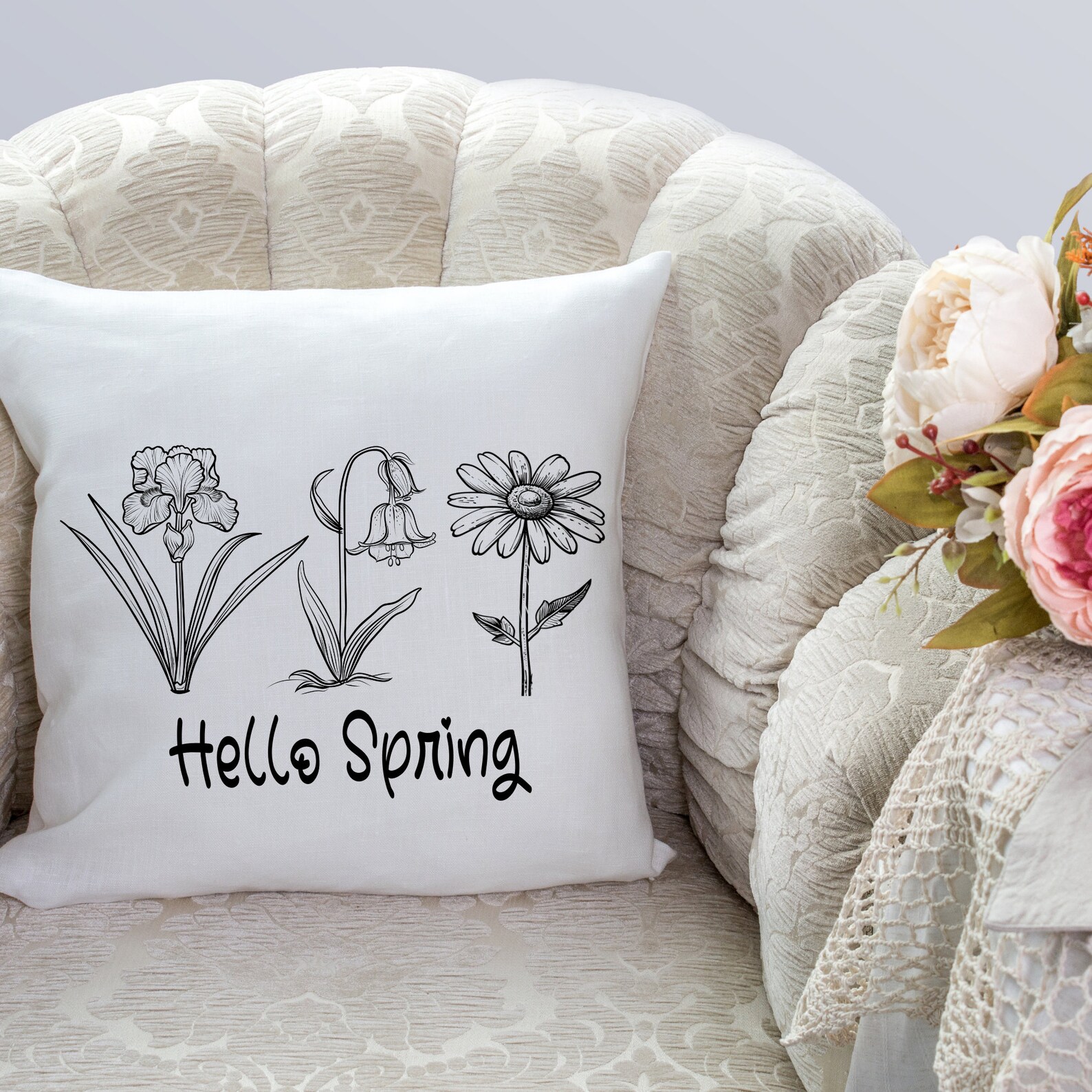 Single Flowers With Names Clipart Set of 45, Flower Sketch, Floral PNG ...