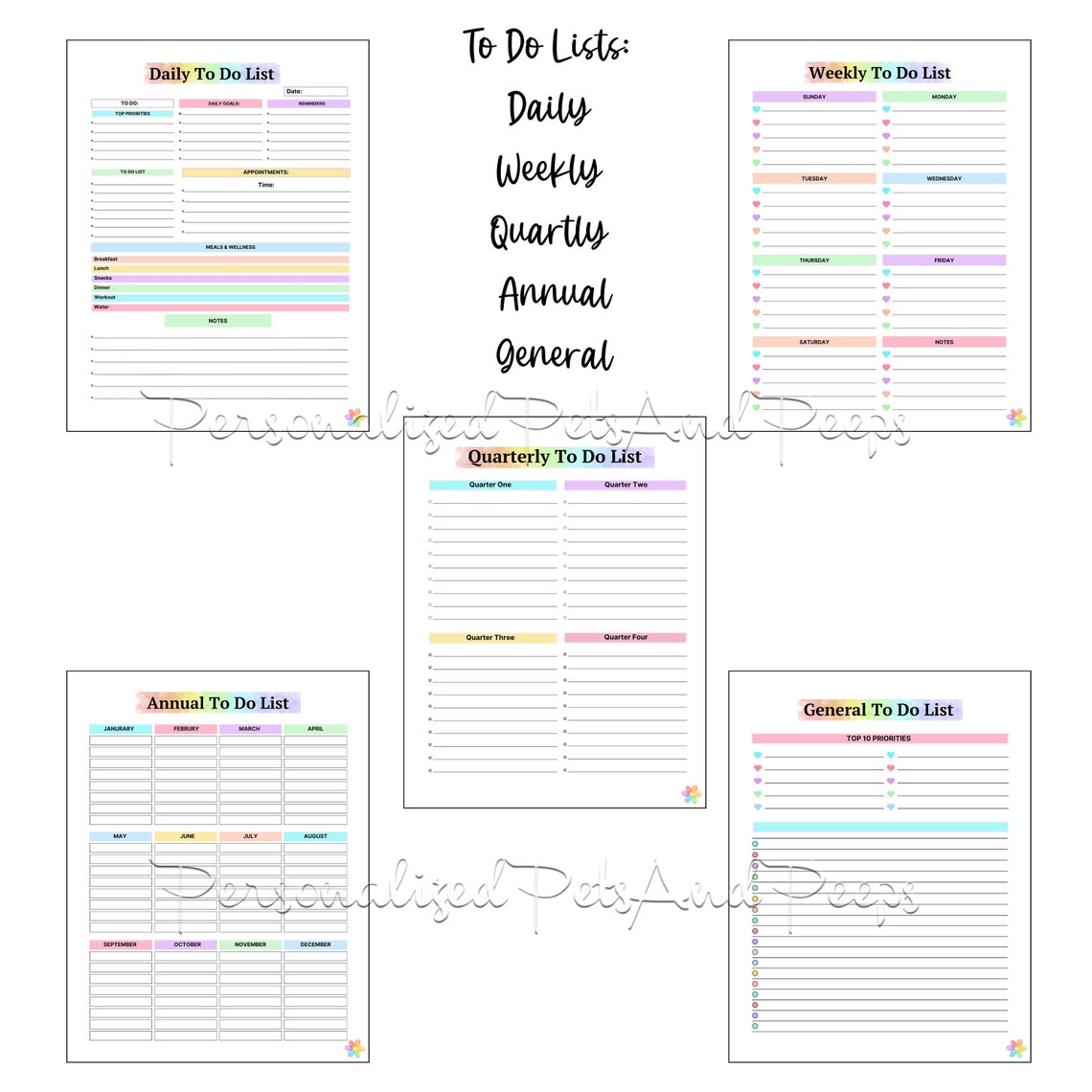 To Do List Printable BUNDLE, Daily Weekly Monthly Planner Instant ...