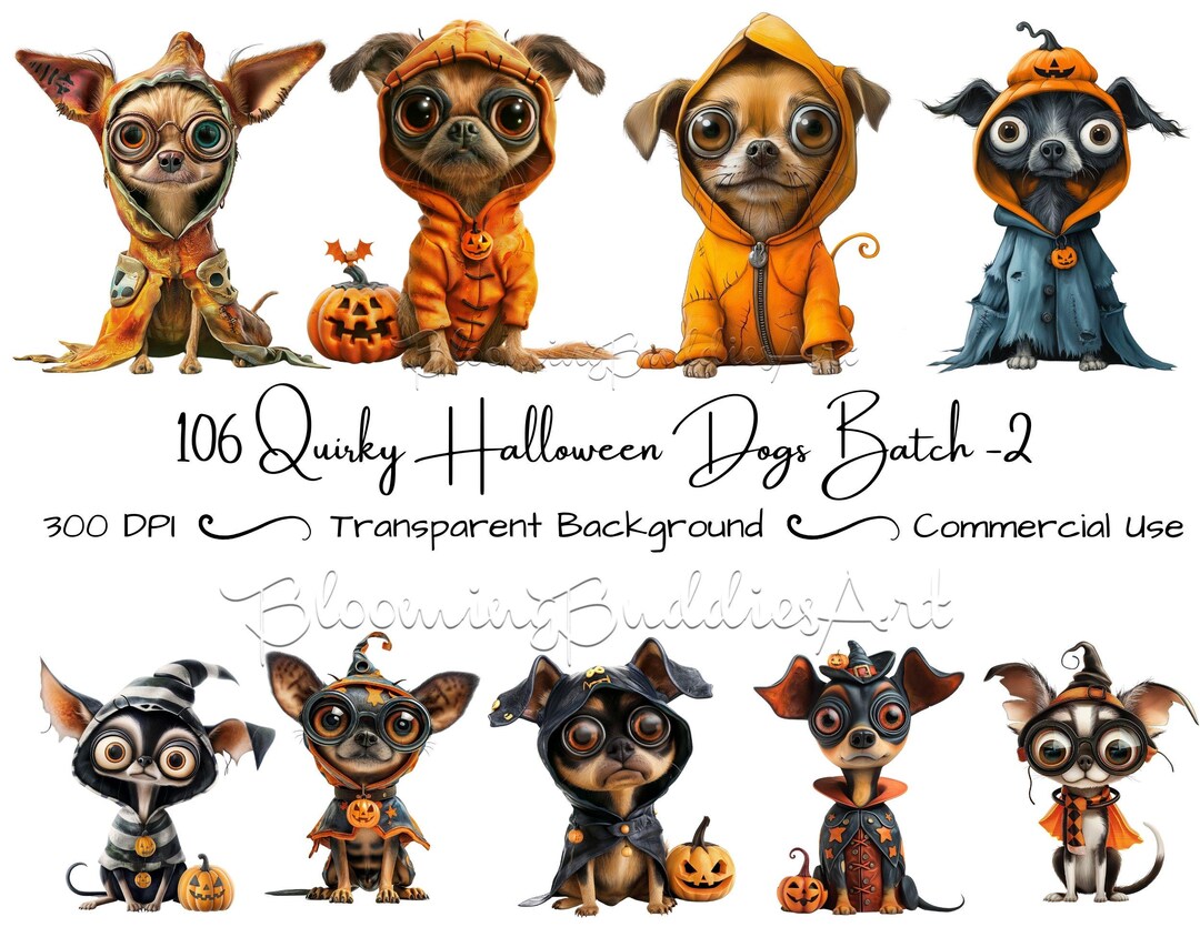 106 Quirky Spooky Dogs PNG, Cute Spooky Funny Dogs Halloween Clipart ...