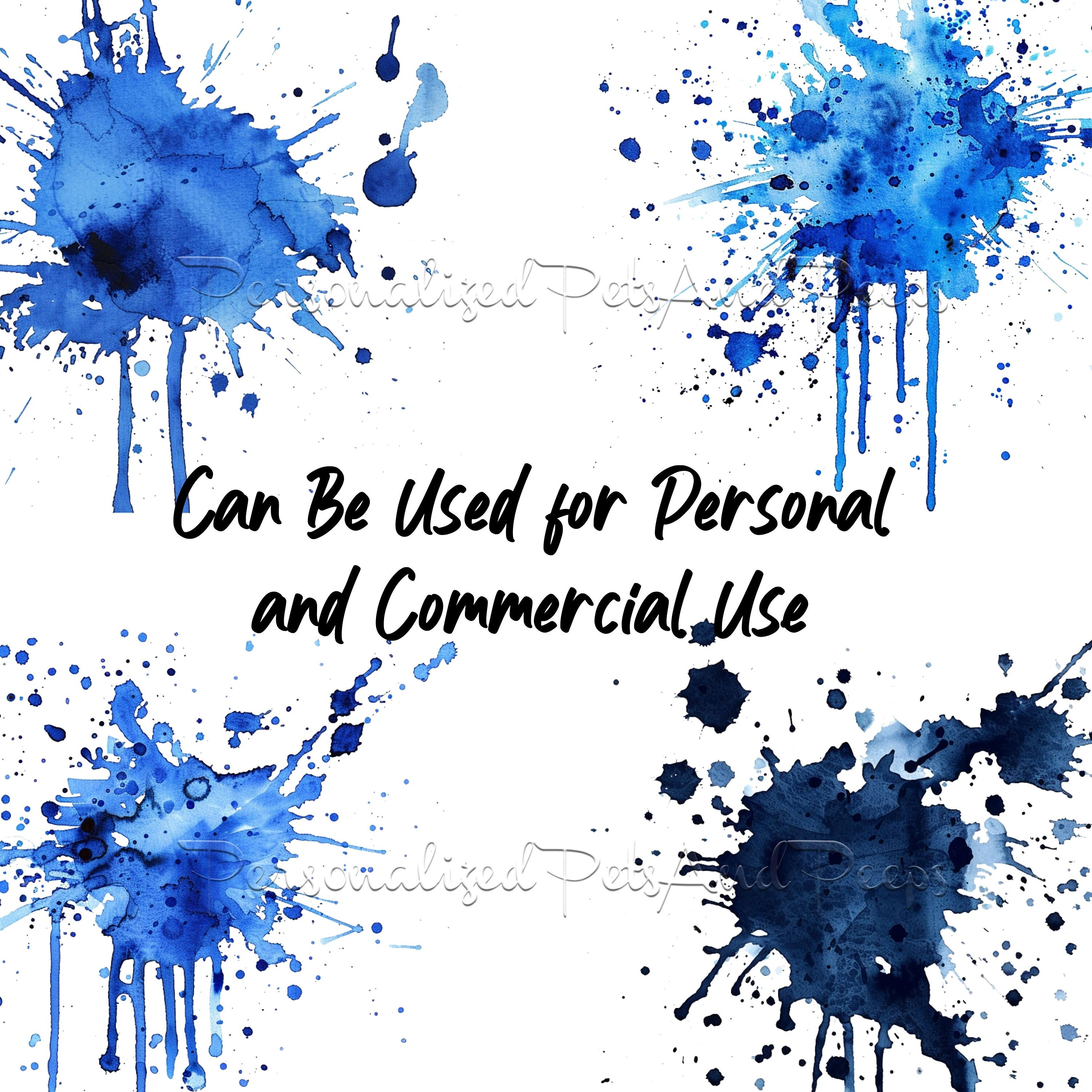 20 Navy Blue Watercolor Splashes, Splatter Clipart BUNDLE, Transparent ...