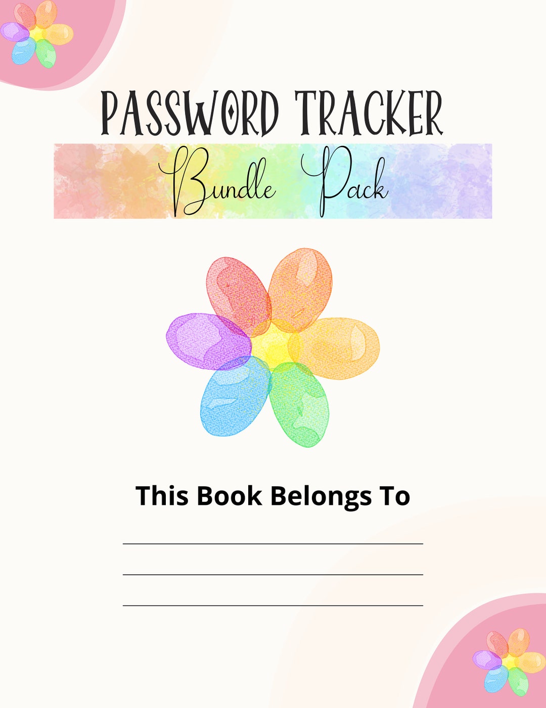 4 Password Tracker Printable BUNDLE, Instant Download, Password Book ...