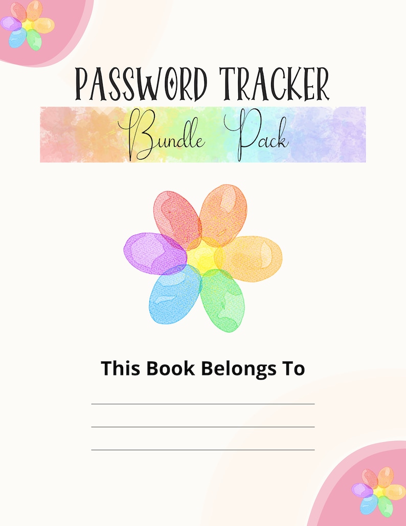 4 Password Tracker Printable BUNDLE, Instant Download, Password Book ...