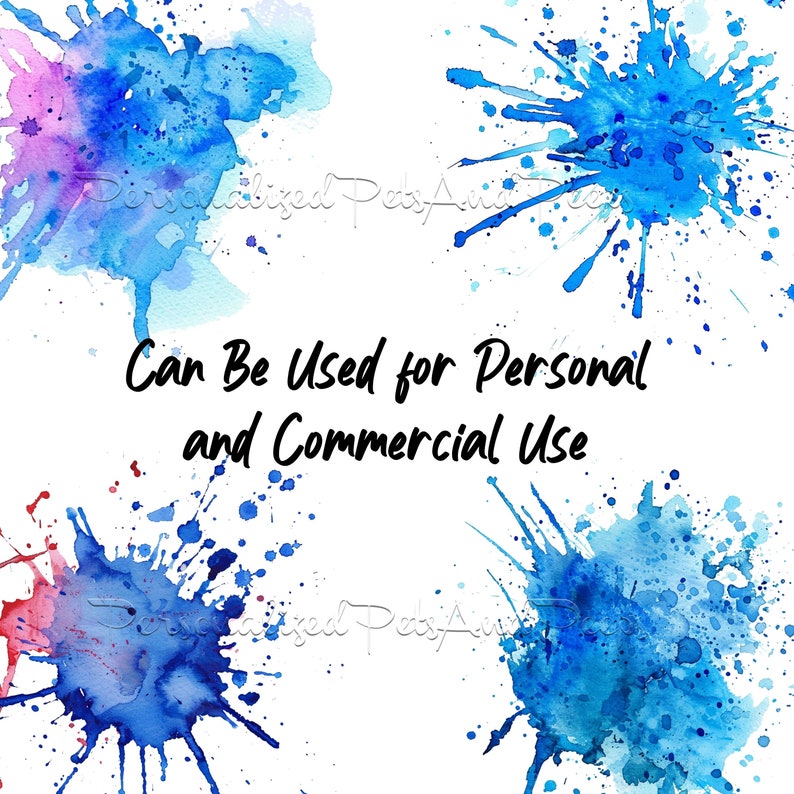 Watercolor Splatter Clip Art Set of 20, Blue Watercolor Splashes ...