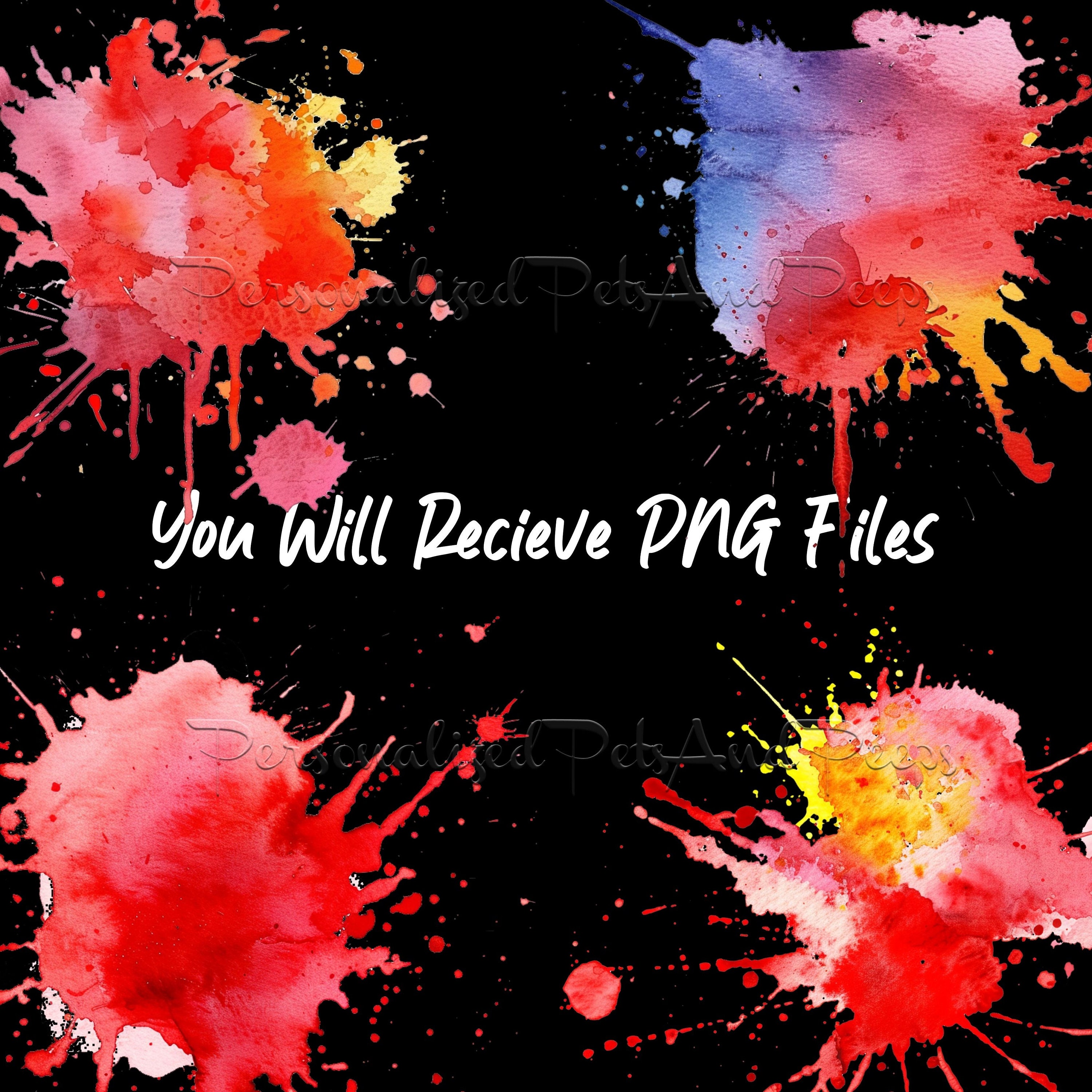 40 Red Watercolor Splashes With Splatter Clipart BUNDLE, Transparent ...