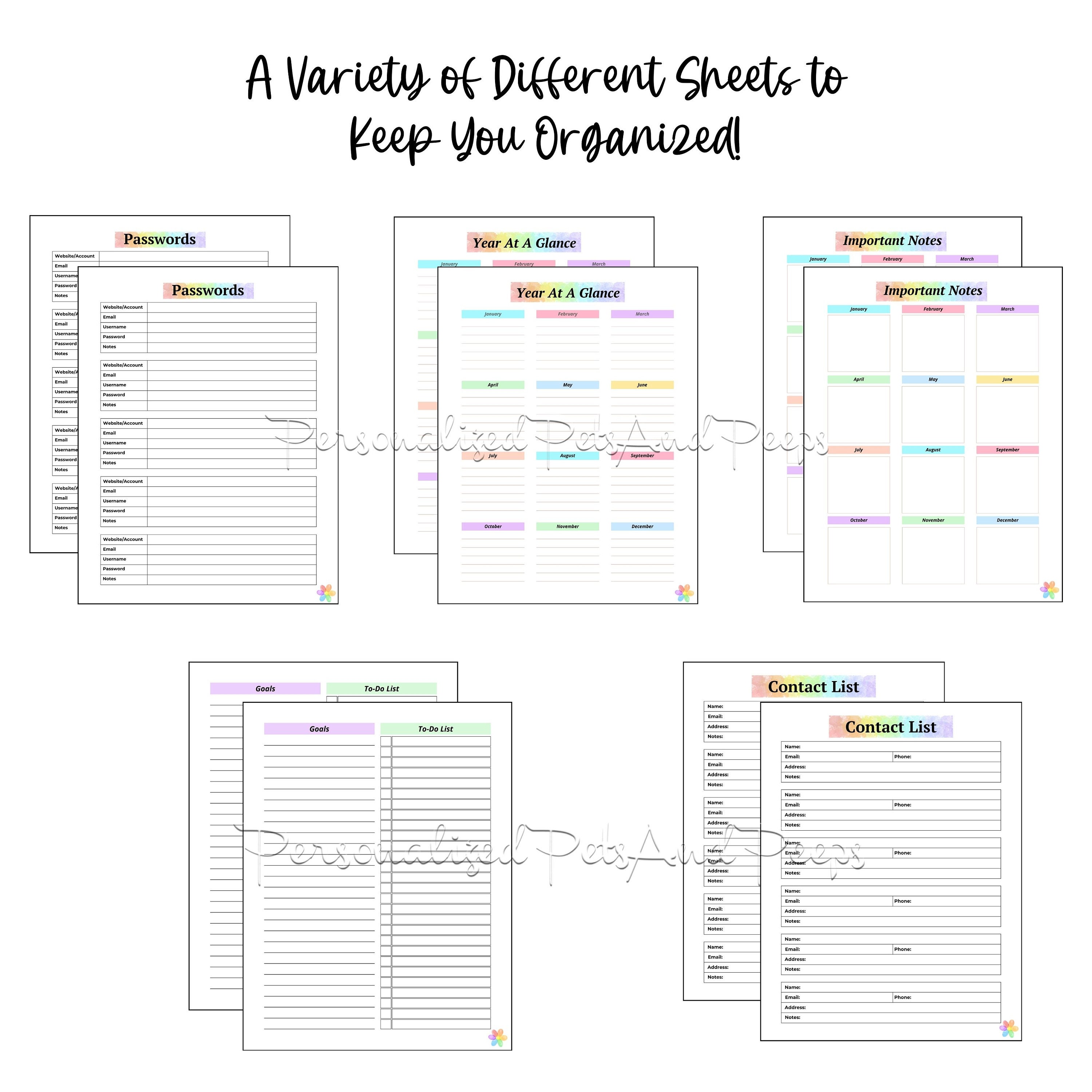 2025 Calendar Planner Printable PDF BUNDLE, Vertical Planner, Monthly ...