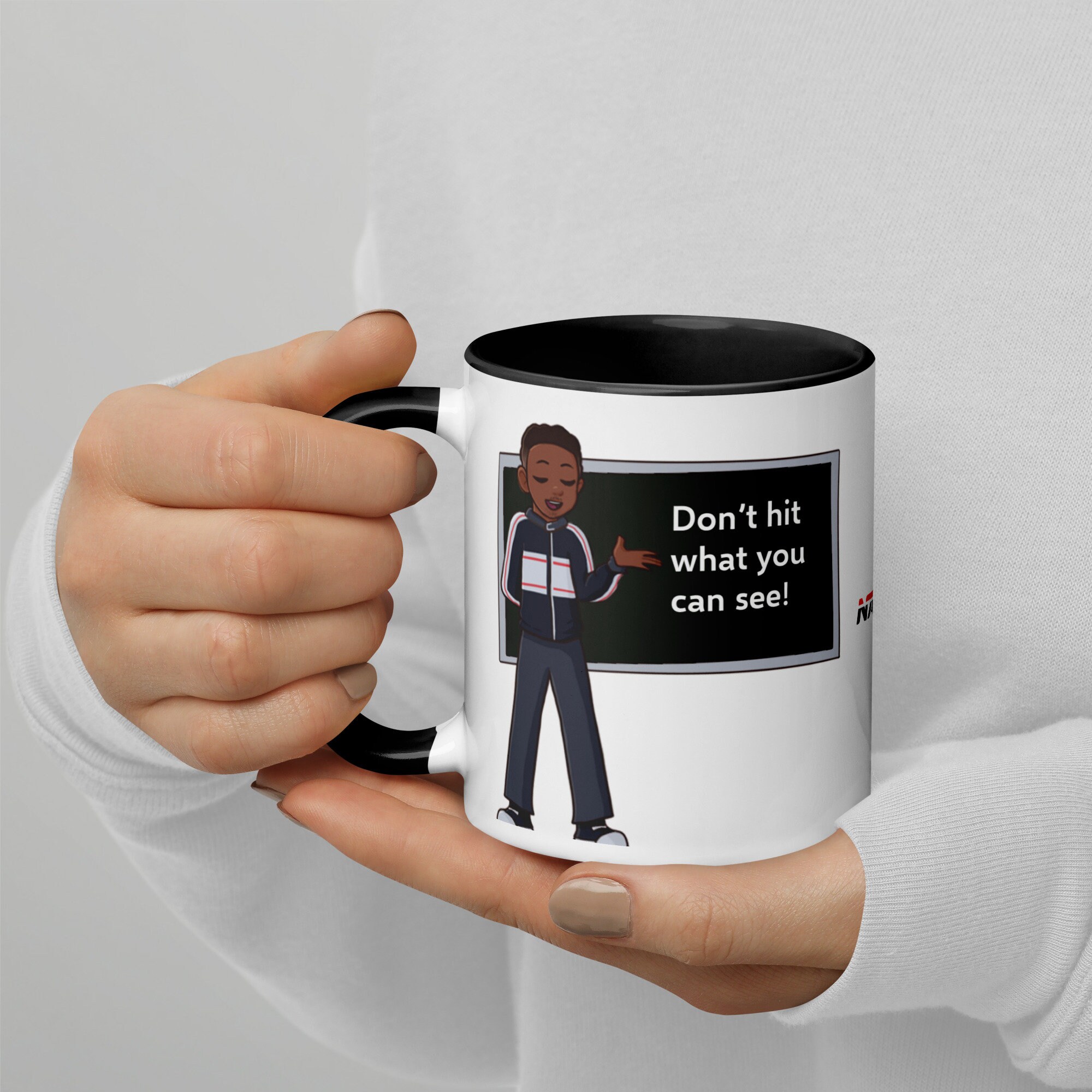 10oz - Don't Hit What You Can See (cartoon) - White Mug With Color ...