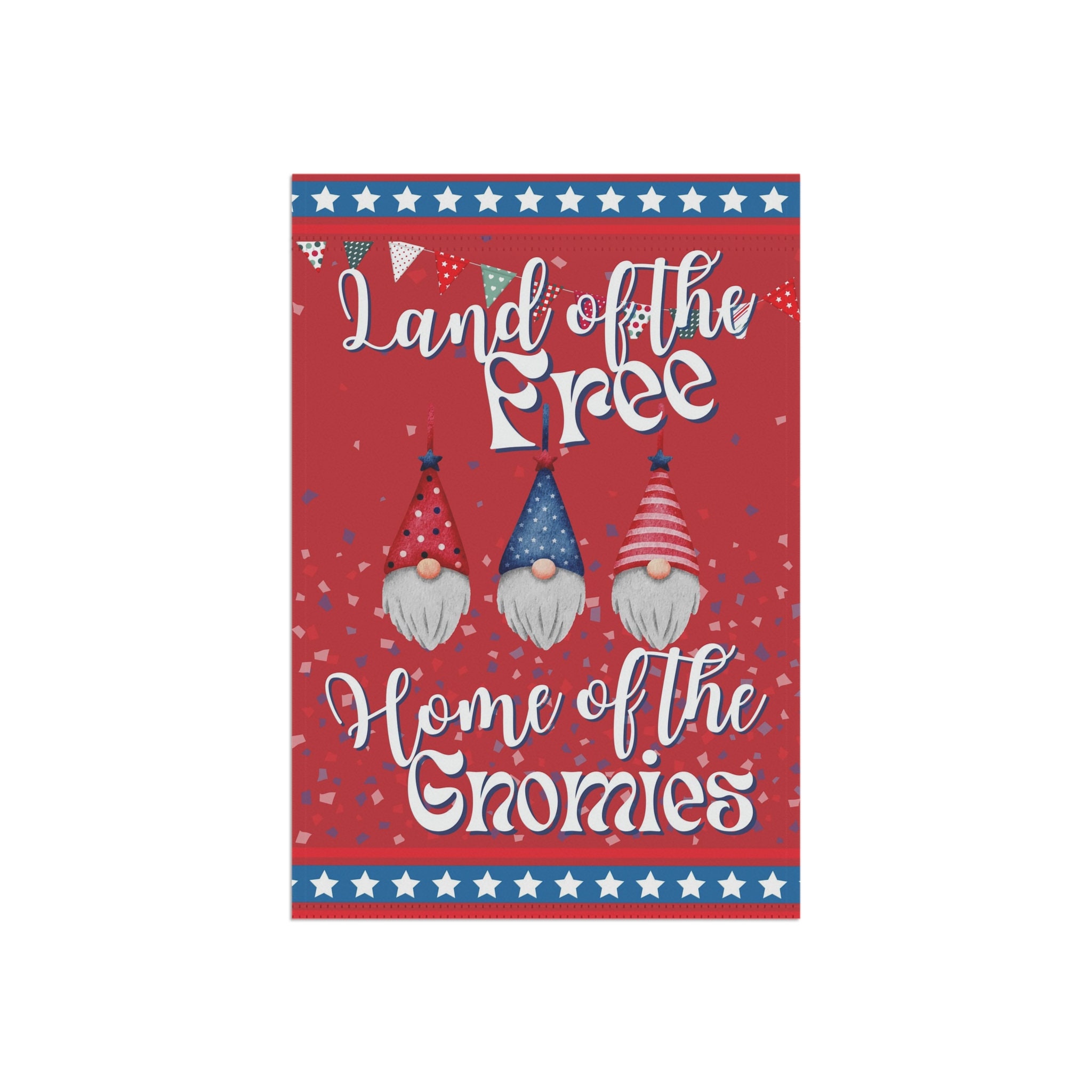 Garden Gnomie Patriotic Gnome Porch Flag Funny Garden Flag land of the ...