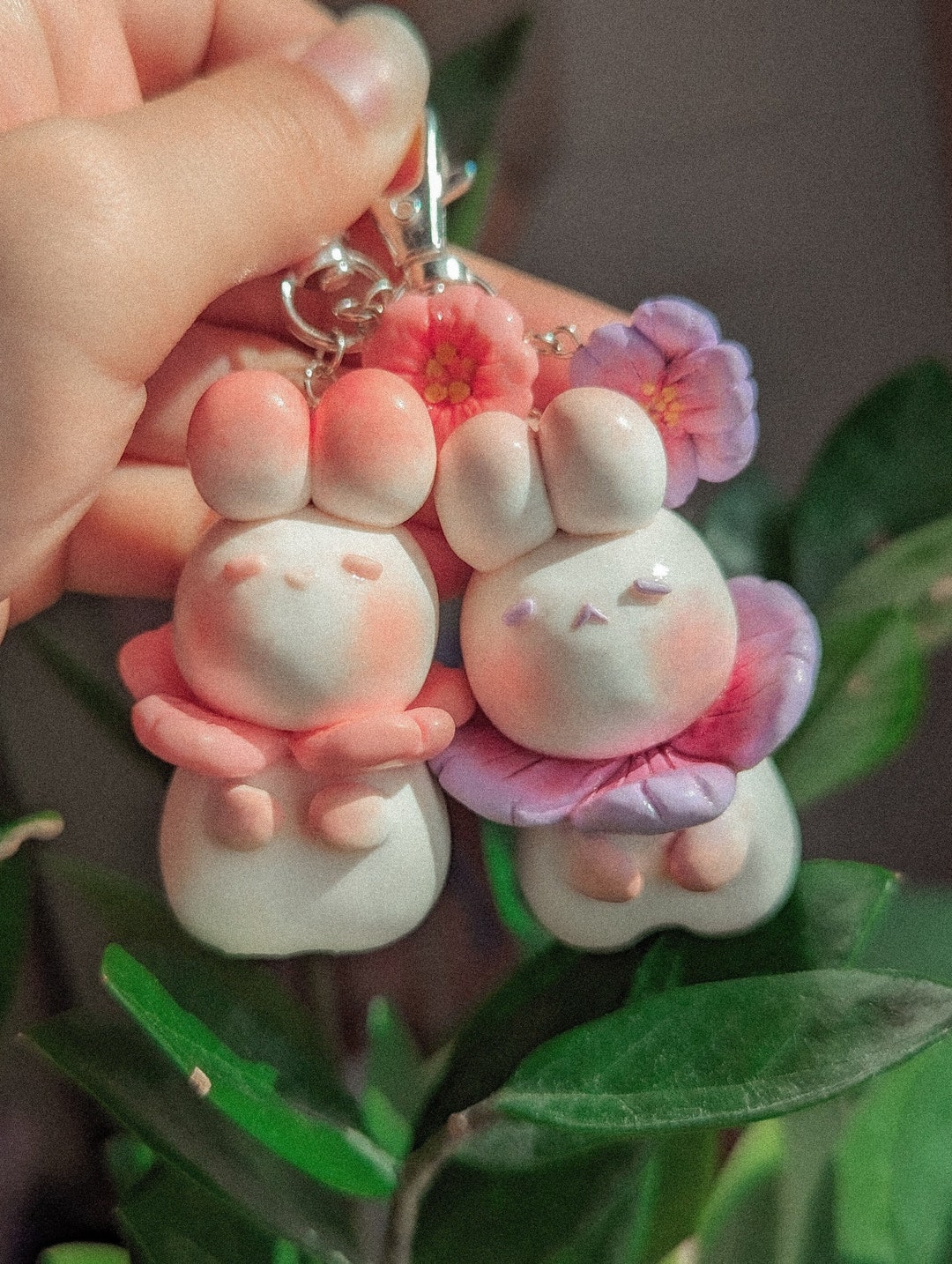 Sleepy Spring Bunnies Cute Handmade Polymer Clay Charms, Kawaii ...
