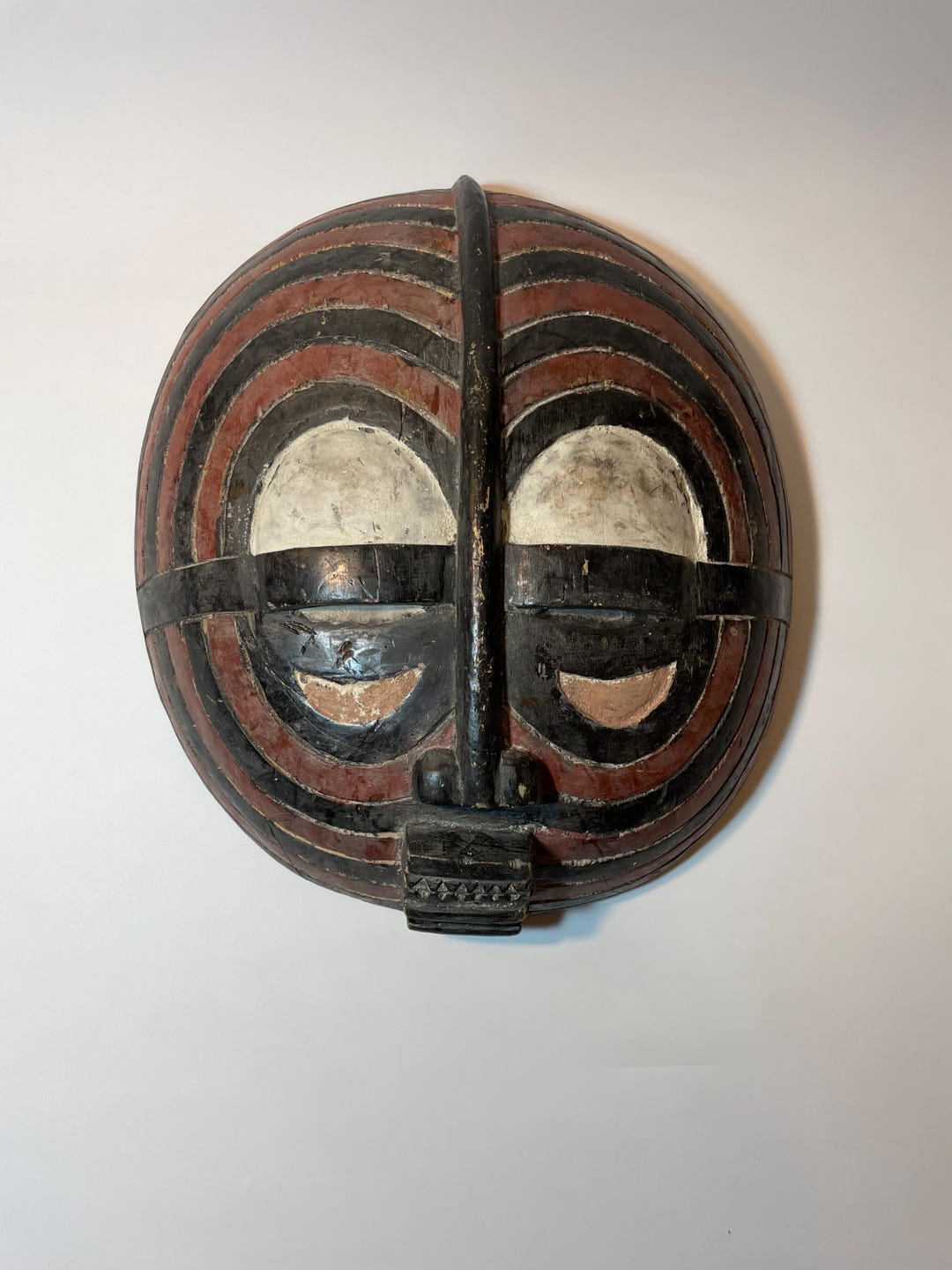 African Hand Carved Wood Mask Round Wooden Mask Decoration Great ...