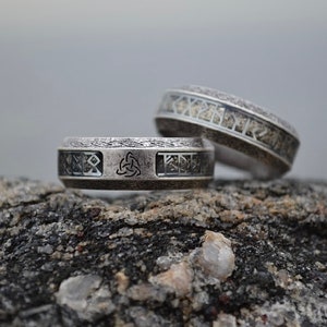 Norse Frostbite Viking Mythic Runes, Handcrafted Ring, Men's Creative ...