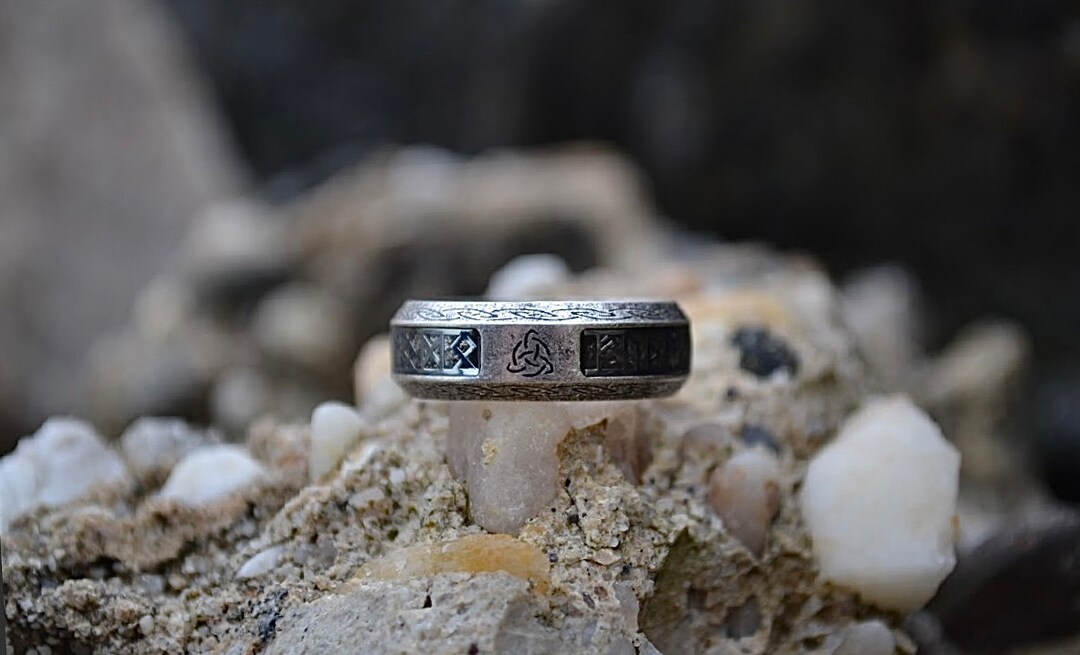 Norse Frostbite Viking Mythic Runes, Handcrafted Ring, Men's Creative ...