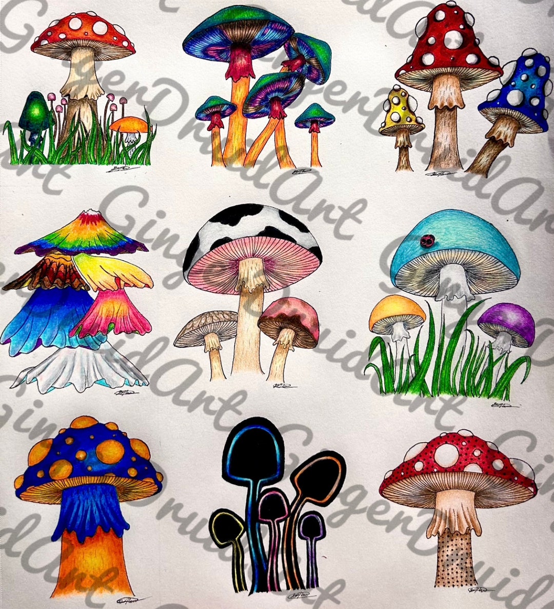 Fungi and Toadstool Tattoo Flash, Fungi Design, Toadstool Design, Fungi ...