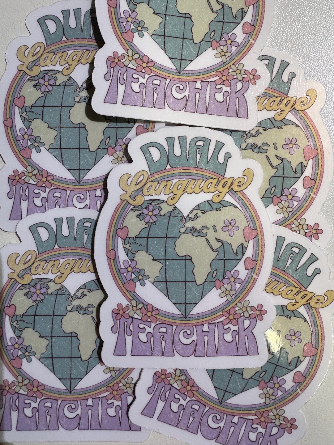 Dual Language Teacher Sticker - Retro Design for Educators ...