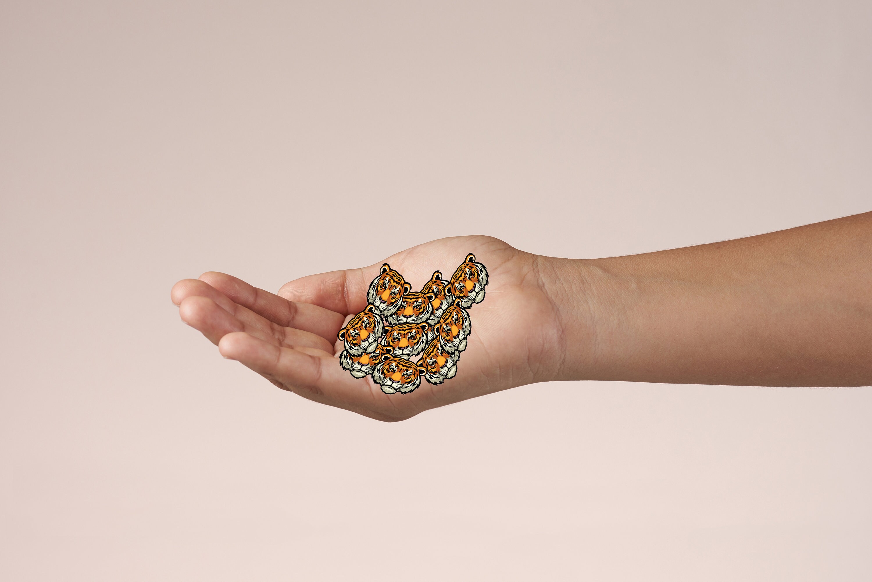 School Mascot Tiger Stickers Vibrant 1x1 Inch Tiger Head Decals Ideal ...