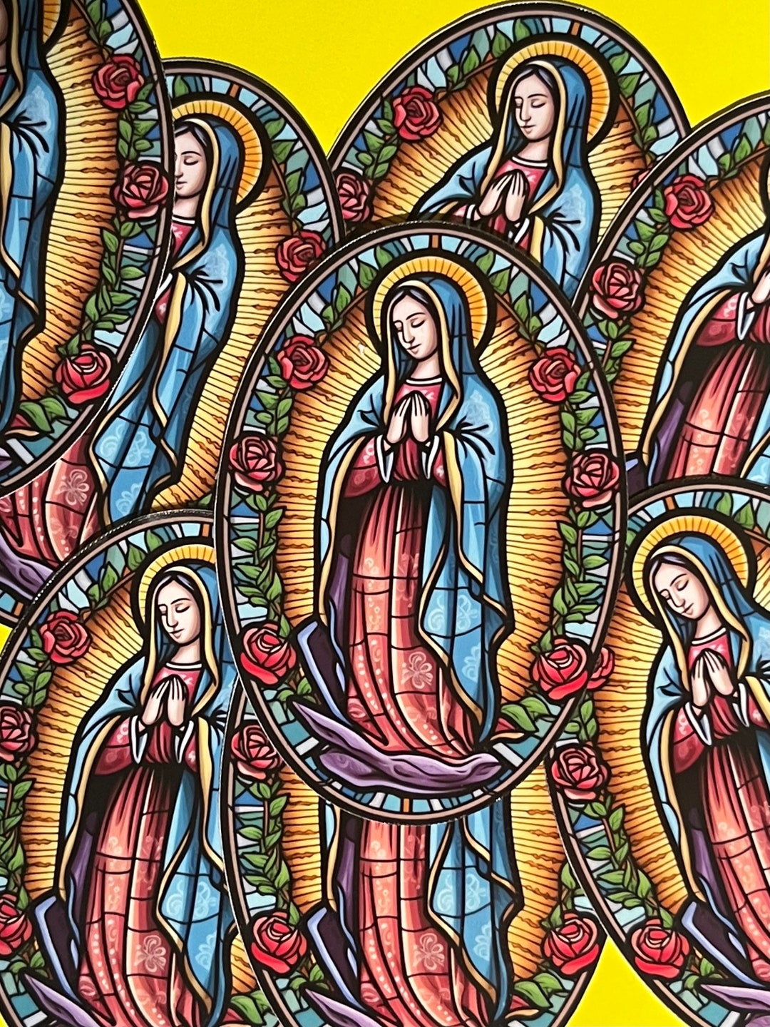 Our Lady of Guadalupe Latinx Sticker Stained Glass Style - Nuestra ...