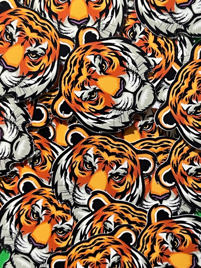 School Mascot Tiger Stickers - Vibrant 1x1 Inch Tiger Head Decals ...