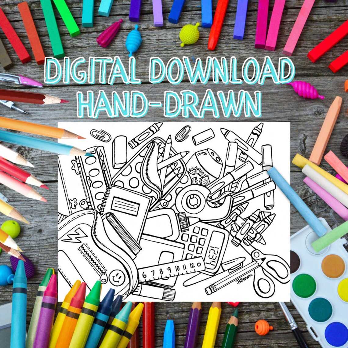 Back to School Coloring Page -school Supplies Color Sheet -spilling ...