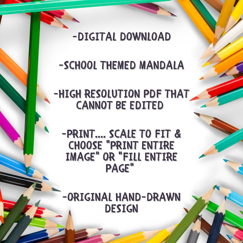 Art Supplies Mandala Color Sheet -mandala Coloring Page -art Supplies ...
