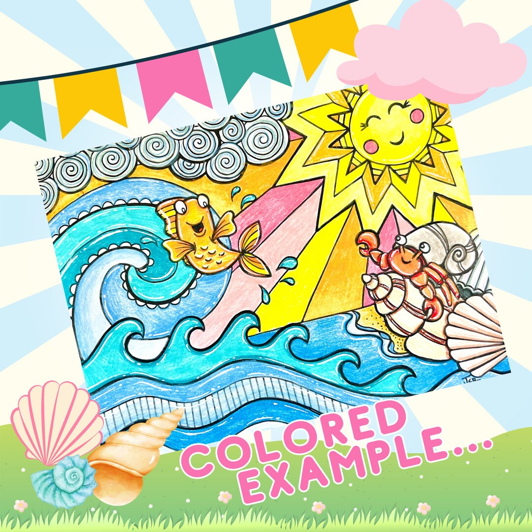 Sea Creatures -summer Coloring Page -summer Color Sheet -seasonal ...