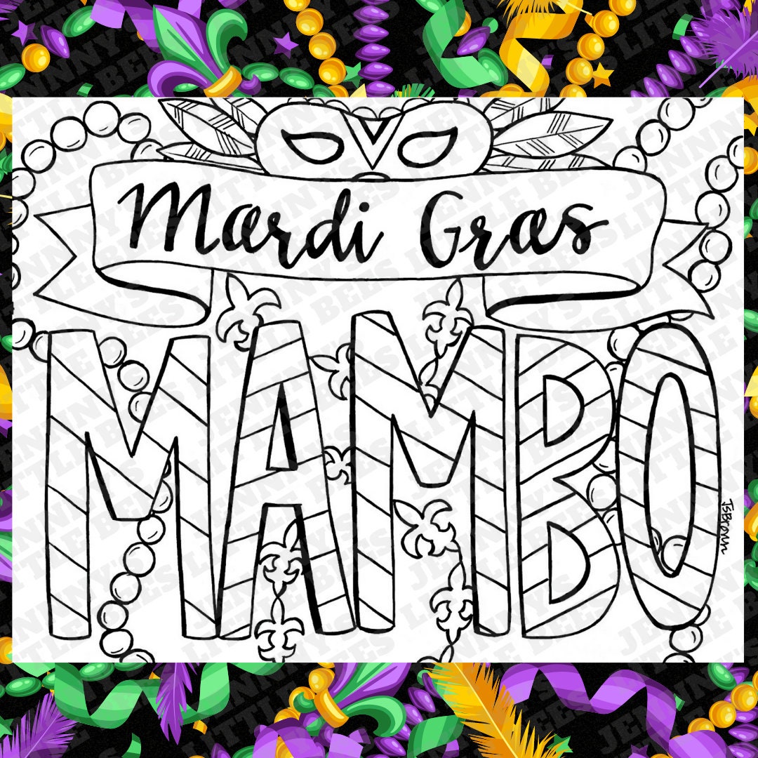 Mardi Gras Mambo -mardi Gras Coloring Page -louisiana Culture ...