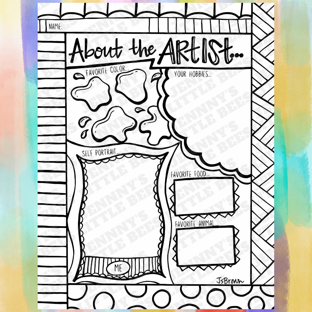 About the Artist Worksheet -art Icebreaker -class Icebreaker -art ...
