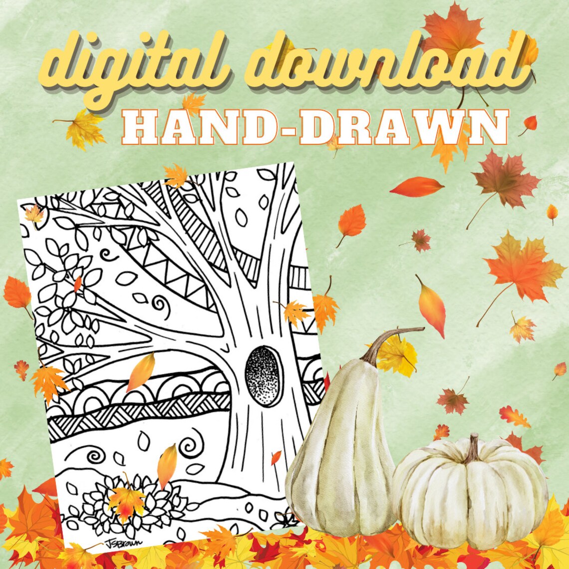 Fall Tree Coloring Page -fall Color Sheet -detailed Fall Tree Coloring ...