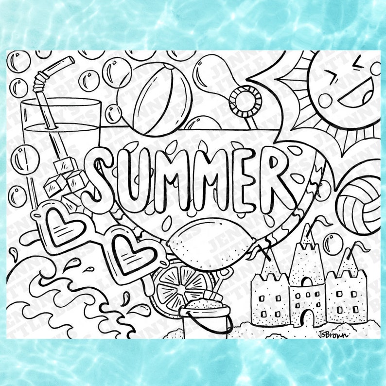 Summer Coloring Page -summer Color Sheet -seasonal Coloring Page -cute ...