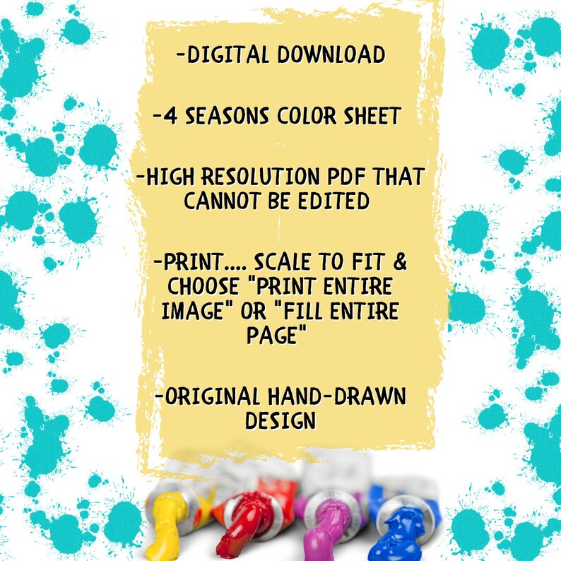 The Four Seasons Coloring Page -seasons Color Sheet -winter -spring ...