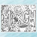 March Printable Coloring Page - Hand-drawn March Coloring Page - Month ...