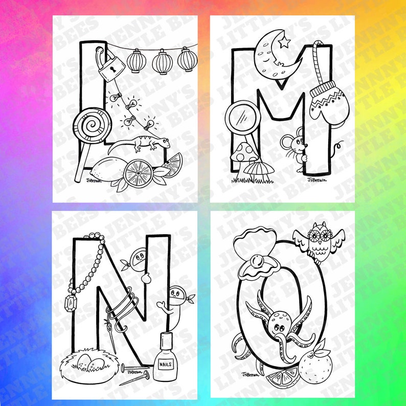 Alphabet Coloring Pages -26 Hand-drawn Alphabet Letter Coloring Pages ...