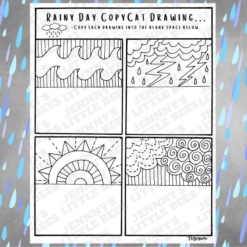 Rainy Day Copycat Drawing -drawing Challenge -copy the Drawing -drawing ...