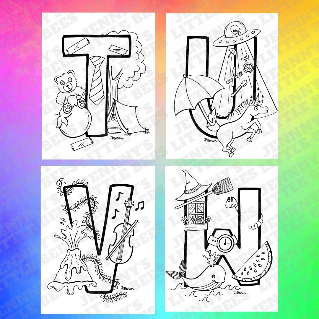 Alphabet Coloring Pages -26 Hand-drawn Alphabet Letter Coloring Pages ...