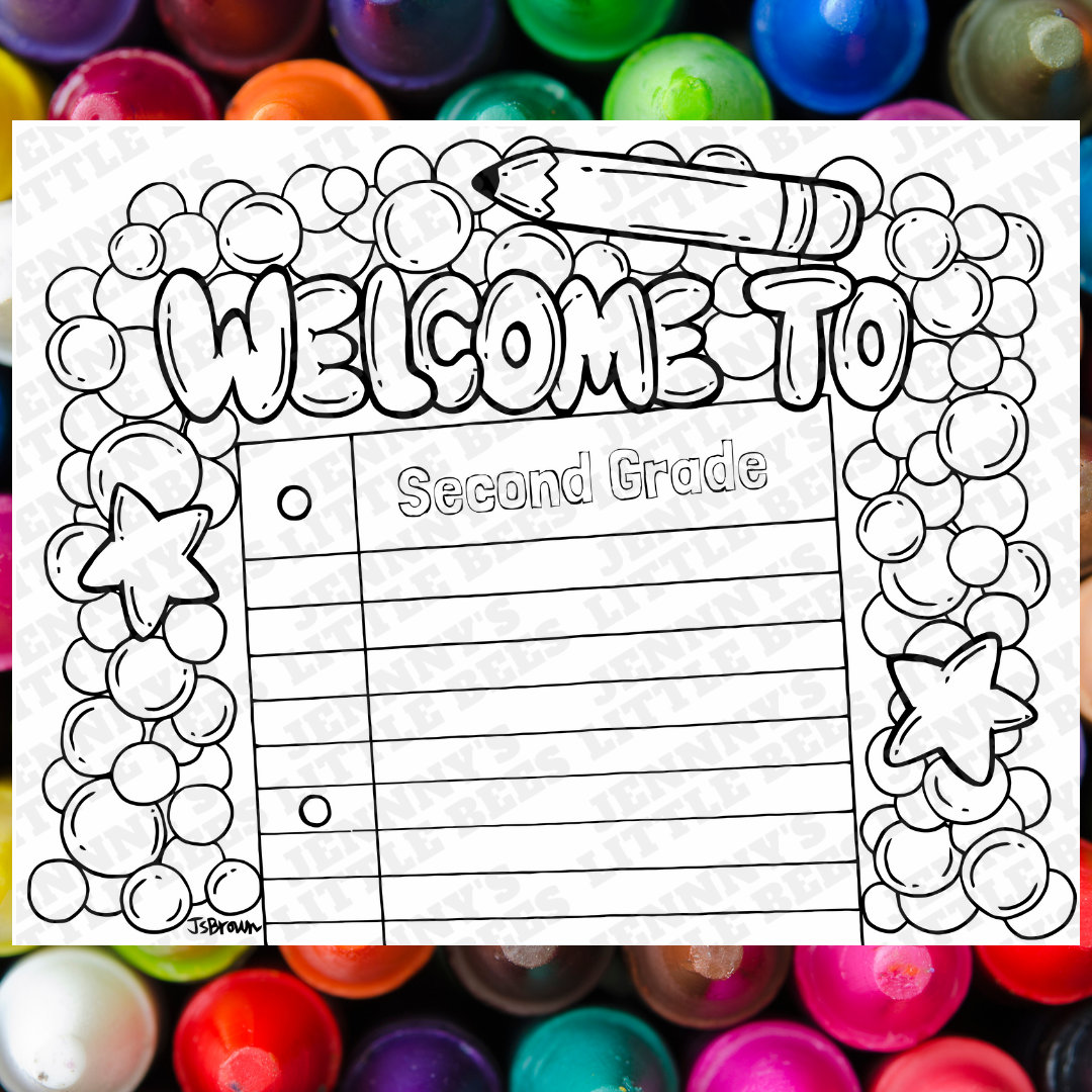Second Grade Welcome Sheets -welcome Drawing Sheet -welcome Coloring ...