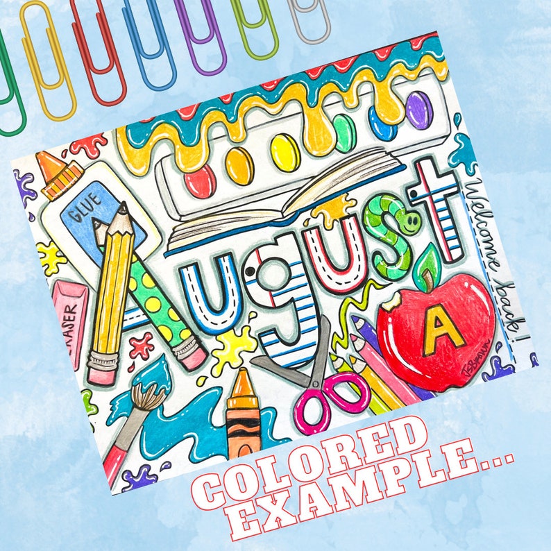 August Printable Coloring Page - Hand-drawn August Coloring Page ...