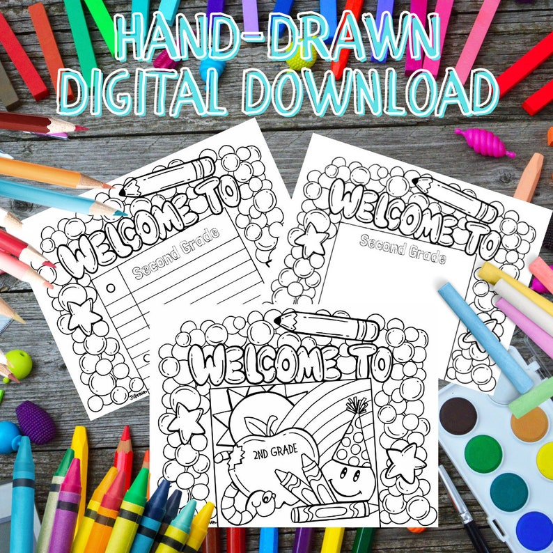 Second Grade Welcome Sheets -welcome Drawing Sheet -welcome Coloring ...