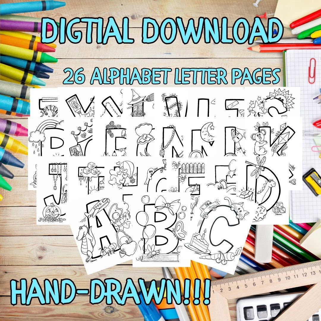Alphabet Coloring Pages -26 Hand-drawn Alphabet Letter Coloring Pages ...
