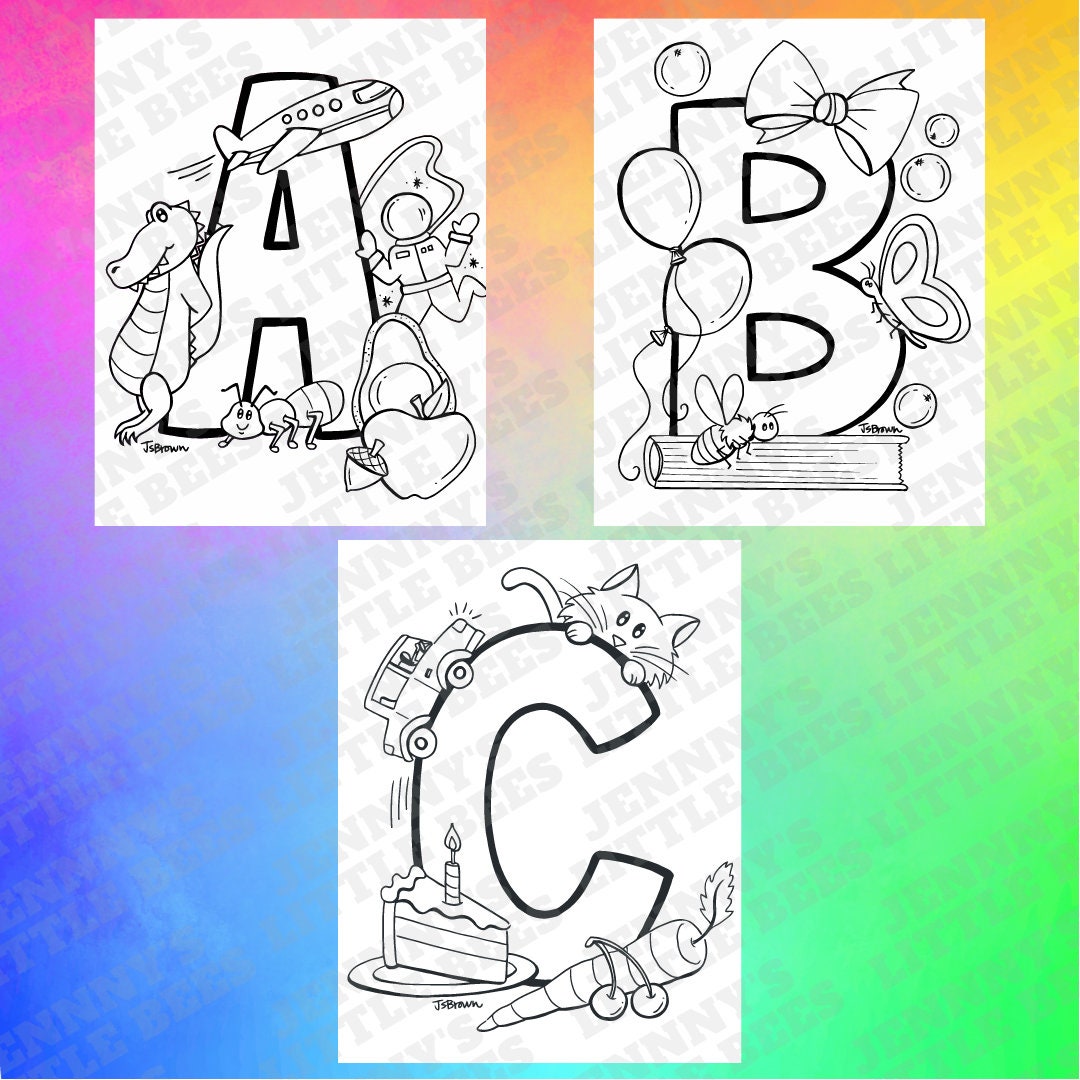 Alphabet Coloring Pages -26 Hand-drawn Alphabet Letter Coloring Pages ...