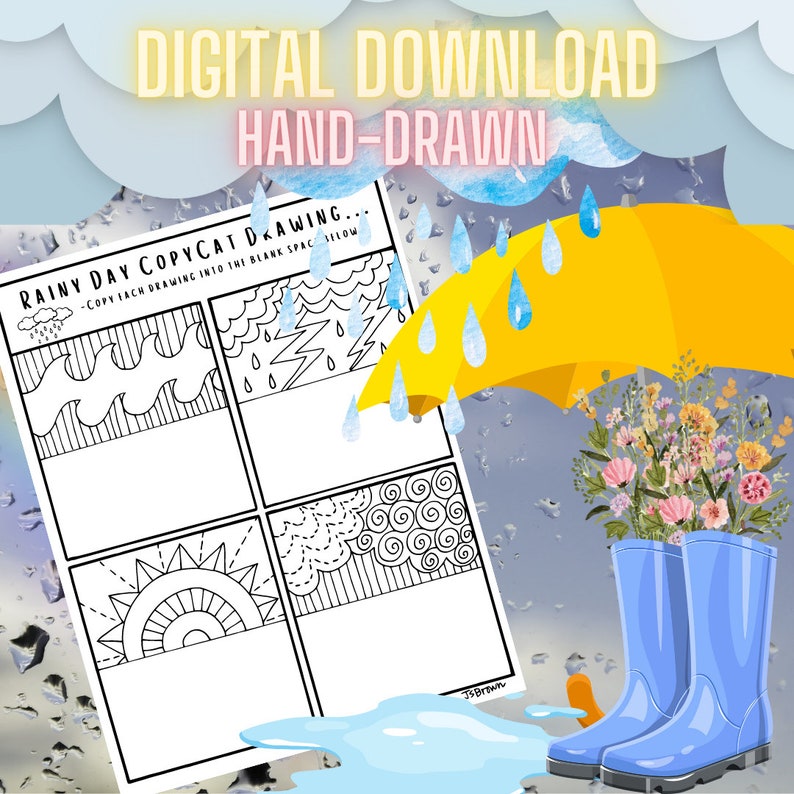Rainy Day Copycat Drawing -drawing Challenge -copy the Drawing -drawing ...