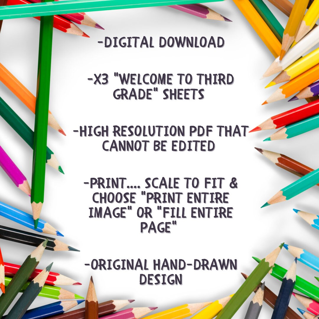 Third Grade Welcome Sheets -welcome Drawing Sheet -welcome Coloring ...