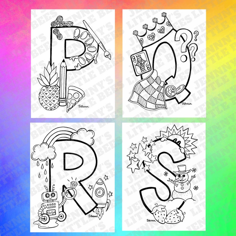 Alphabet Coloring Pages -26 Hand-drawn Alphabet Letter Coloring Pages ...