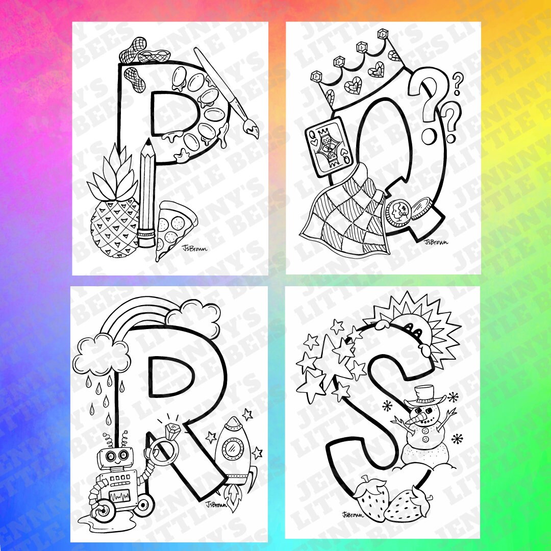 Alphabet Coloring Pages -26 Hand-drawn Alphabet Letter Coloring Pages ...