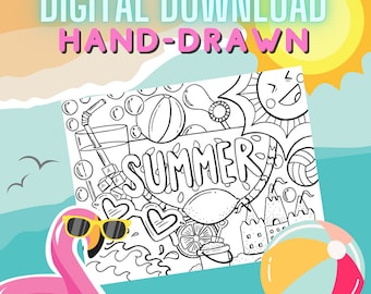 Sea Creatures -summer Coloring Page -summer Color Sheet -seasonal ...