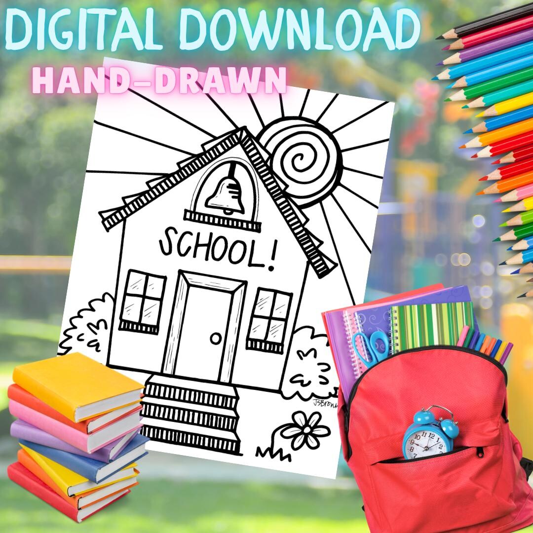 School Color Sheet, School Coloring Page, School House, Coloring Sheet ...