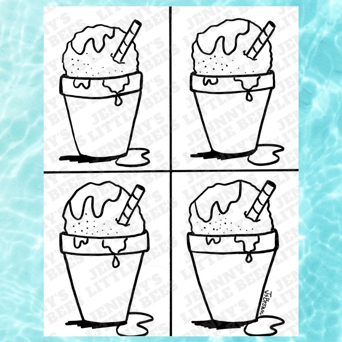 Pop Art Snowball Coloring Sheet -summer Coloring Page -original Hand ...