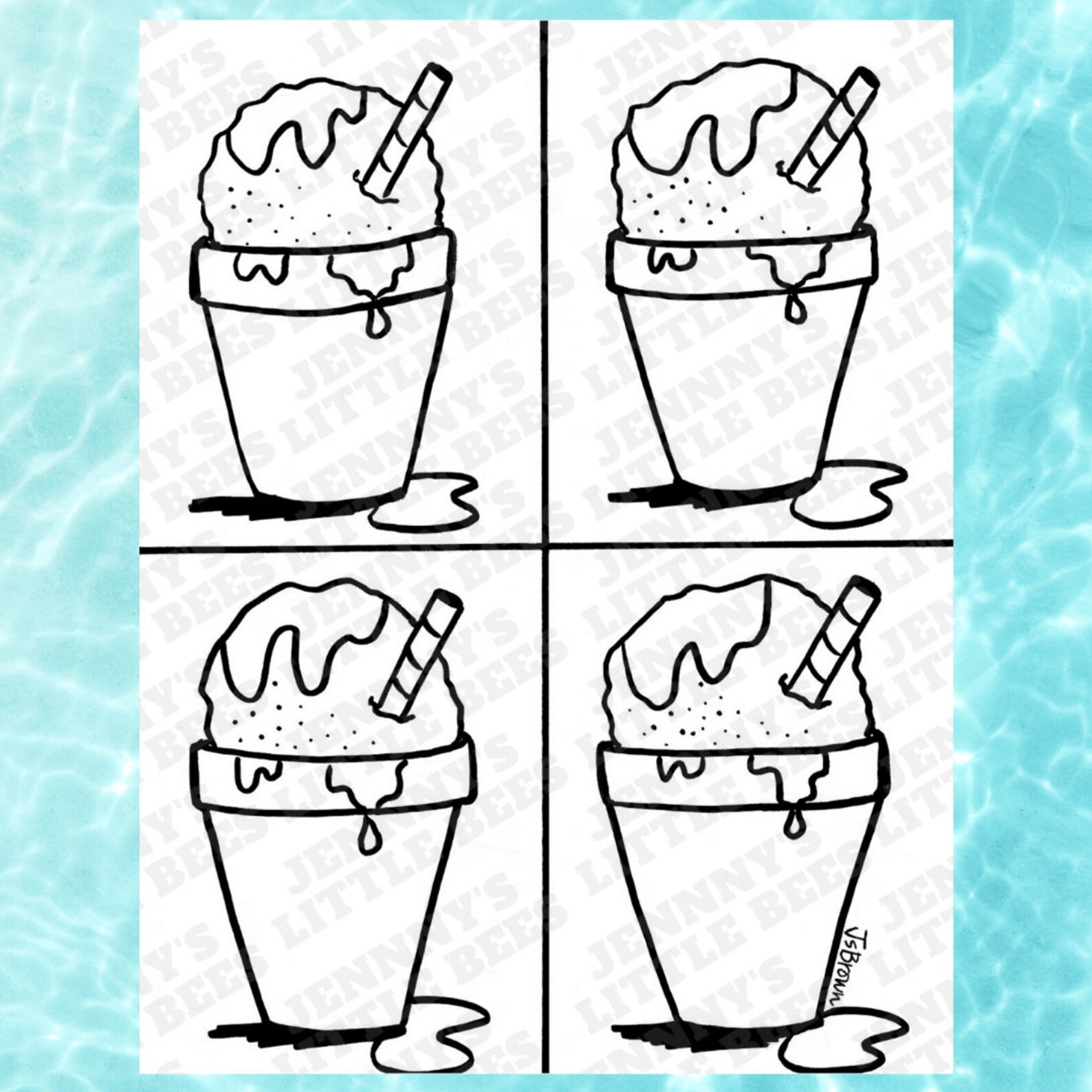 Pop Art Snowball Coloring Sheet -summer Coloring Page -original Hand ...