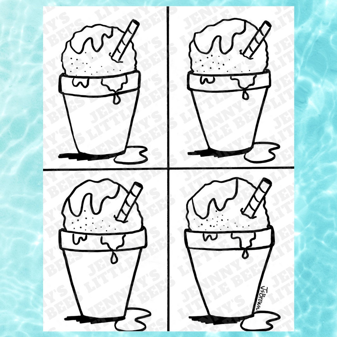 Pop Art Snowball Coloring Sheet -summer Coloring Page -original Hand ...